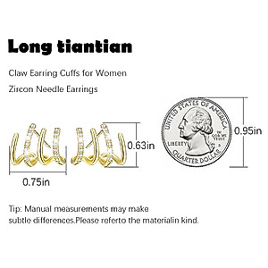 Gold Needle Stud Earrings for Women Stud Ear Cuffs Non Pierced Ear Cartilage Earrings Rhinestone Minimalist Twist Earrings for Girls, Rhinestone, other