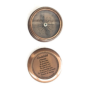 Gift for Godchild Compass | Godson Goddaughter - I Promise to Love You Baptism Gifts Christian Communion Confirmation Christmas Birthday Gifts for Boys Girls Kids (with Leather Case)