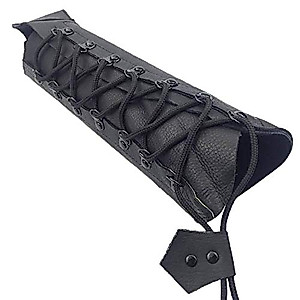 ArcheryMax Handmade Black Leather Arm Guard Bow Hand shooting Glove,Left Hand