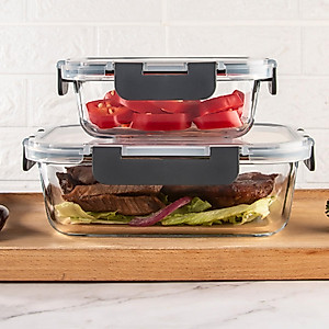 UMEIED Glass Meal Prep Containers - 10 Pack Glass Food Storage Containers with Lids for Lunch, On-the-Go, Leftovers, Pantry Organization - Microwave, Oven, Freezer, and Dishwasher Safe