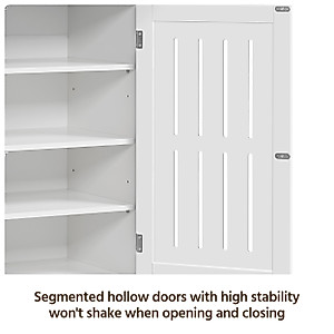 Yaheetech Shoe Cabinet, 4-Tier Shoe Storage Cabinet with Drawer & Adjustable Shelves, Wooden Shoe Rack Organizer with Louvered Doors for Entryway, Hallway, Bedroom, Closet, Living Room, White