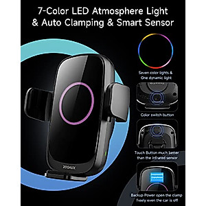 [Auto-Alignment Coil Version] ZOOAUX Wireless Car Charger, 15W Auto Clamping Car Charger Mount Air Vent Charging Phone Holder for iPhone 13 12 11 Xs X 8, Samsung Galaxy Z Flip3 S22 S21 S9 Note 10, etc