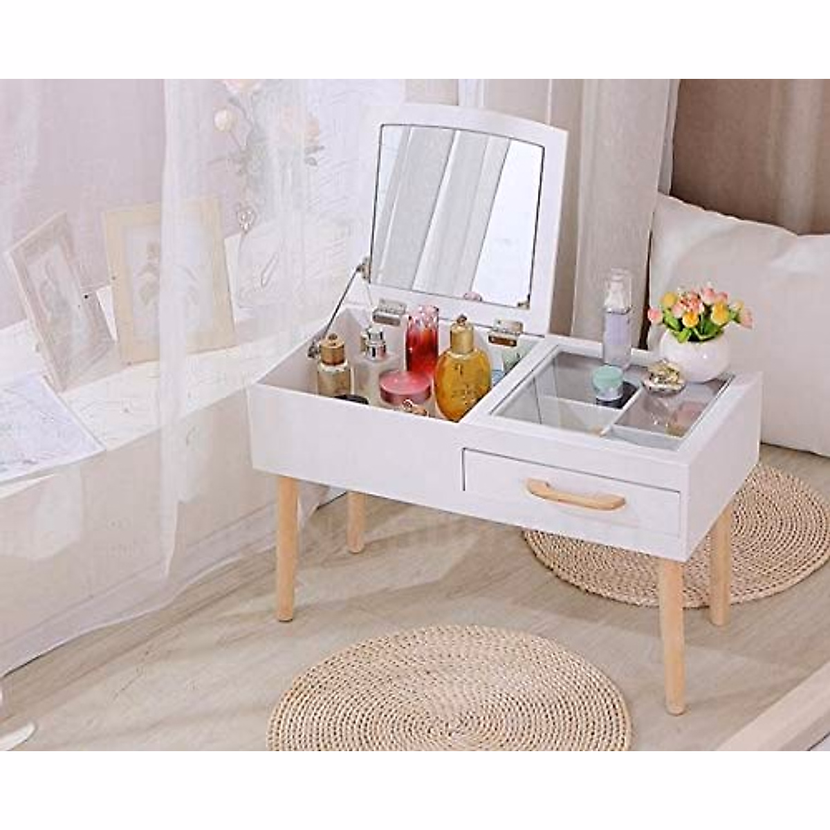 QJPAXL Nordic Window Economical Multi-Functional Small Apartment Bedroom Dressing Table Simple Dressing Table