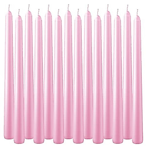Pink 10-inch Cone Candles, Each Set of 14 odorless and drip-Free candlesticks -8 Hours Long Burning, Suitable for Home Decoration, Weddings, Parties
