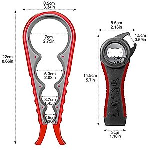 Jar Opener 4&5 in 1 Can Opener Set,Multifunctional Can Opener Kitchen Gadgets，Bottle Opener Kit with Silicone Handle Openers for Arthritic Hand&rubber Jar Opener for Week Hands (Red)