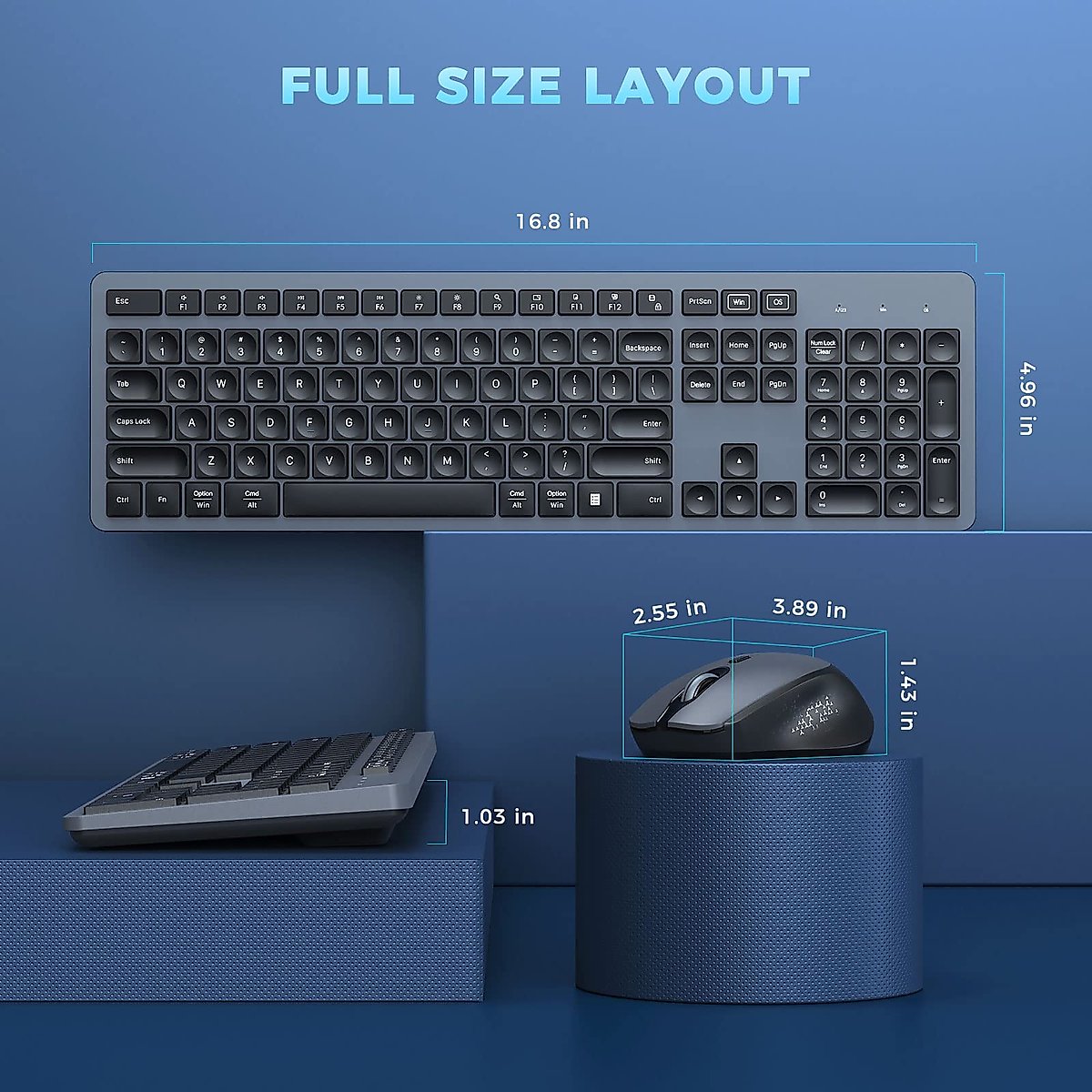 USB C Keyboard Mouse for MacBook, 2 in 1 Jiggler Mouse Mover, Full Size Wireless Keyboard Mouse Combo for MacBook Pro/MacBook Air/iMac/Windows Laptop Computer