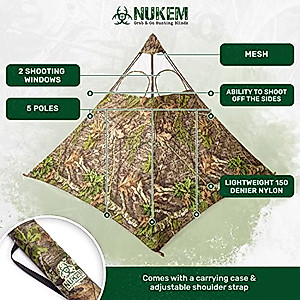 Nukem Grab & Go Hunting Ground Blind - Mossy Oak Obsession - Lightweight Stake-Free Pop Up Turkey & Deer Blind (Standard)