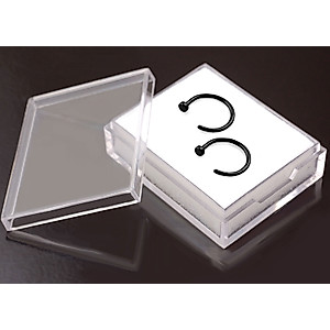 bodyjewellery 2pcs 20g 5/16 Nose Ring Stud Hoop Nostril Piercing Anodized Surgical Steel Gauge - Black