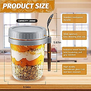 Nialnant Overnight Oats Containers with Lid and Spoon,2 Pack Mason Jars for Overnight Oats,Reusable Overnight Oats Jars for Yogurt Parfaits,Fruit,Vegetable