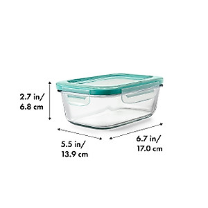 OXO Good Grips 3.5 Cup Smart Seal Glass Rectangle Food Storage Container, Clear & Good Grips 1.6 Cup Smart Seal Leakproof Glass Rectangle Food Storage Container