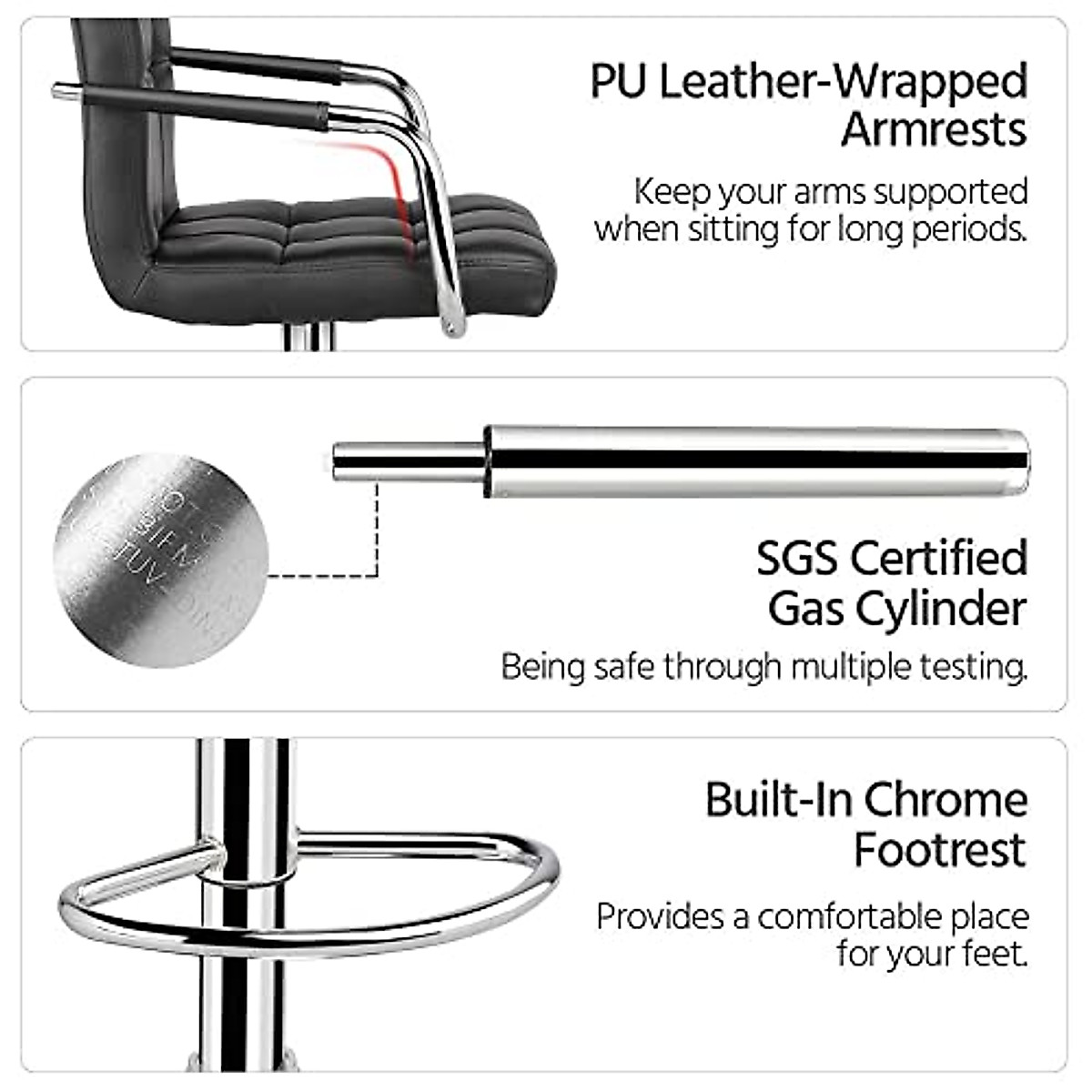 Yaheetech 3-Piece Bar Table Set, Round Bar Table and PU Leather Adjustable Swivel Chairs, Modern Counter Height Table Set with 2 Bar Stool for Kitchen, Black