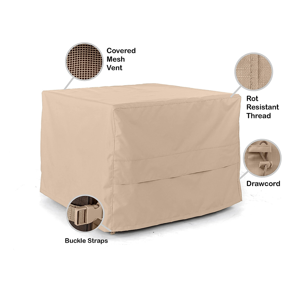 Covermates Deck Box Cover - Heavy-Duty Polyester, Weather Resistant, Drawcord Hem, Seating and Chair Covers, 24W x 24D x 18H, Ripstop Tan