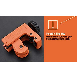 Edward Tools Harden Pro Mini Pipe Cutter 1/8” to 7/8” - Cuts Copper, Aluminum, Metal - Multi Use Tube Cutter, PVC Cutter - Cuts Arrows, Lines - Heavy Duty Steel Blade Pipe Cutter Wheel