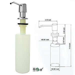 Cozhome 304 Stainless Steel Sink Soap Dispenser Liquid Dish Pump Bottle,Kitchen,Polished Finished,500ML(17OZ), Refill Soap Dispenser PE Bottle - Easy Installation, Well Built and Sturdy