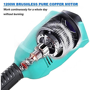 RUTAVM Handheld String Trimmer Battery Grass Cutter Electric Lawn Mower, Garden Grass Trimmer Cordless with Wheels with Armrest, 24V/12Ah Lithium Battery