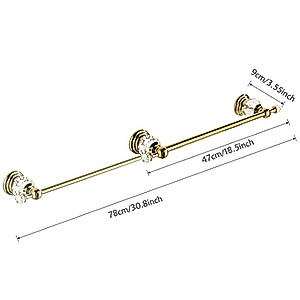 WOLIBEER Polished Gold Towel Bar,Crystal Towel Holder Adjustable Towel Rack Expandable Rail Bathroom Accessories Wall Mounted