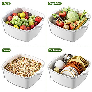 MSHOMELY 6PCS Colander Bowl Kitchen Strainer for Fruit and Vegetable Wash, Food Strainers for Kitchen Plastic Fruit Wash Colander, Strainer and Bowl Set, White-Clear