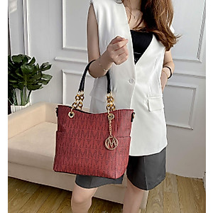 MKF Collection Shoulder Bag for Women, PU Leather Pocketbook Top-Handle Crossbody Purse Tote Satchel Handbag Grey by Mia k