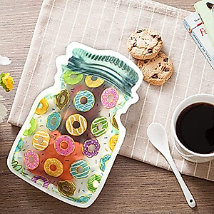 Enkrio 45Pcs Reusable Mason Jar Zipper Bags Storage for Food Snack Sandwich Zipper Bags Airtight Seal Food Bag Leakproof for Travel Camping Ziplock Bottles Shaped Baggies (15S 15M 15L)