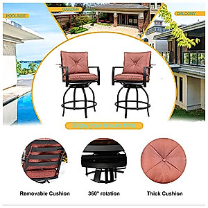 LOKATSE HOME Patio Stools Outdoor Swivel Bar Height Chairs Set of 2, Set, Red