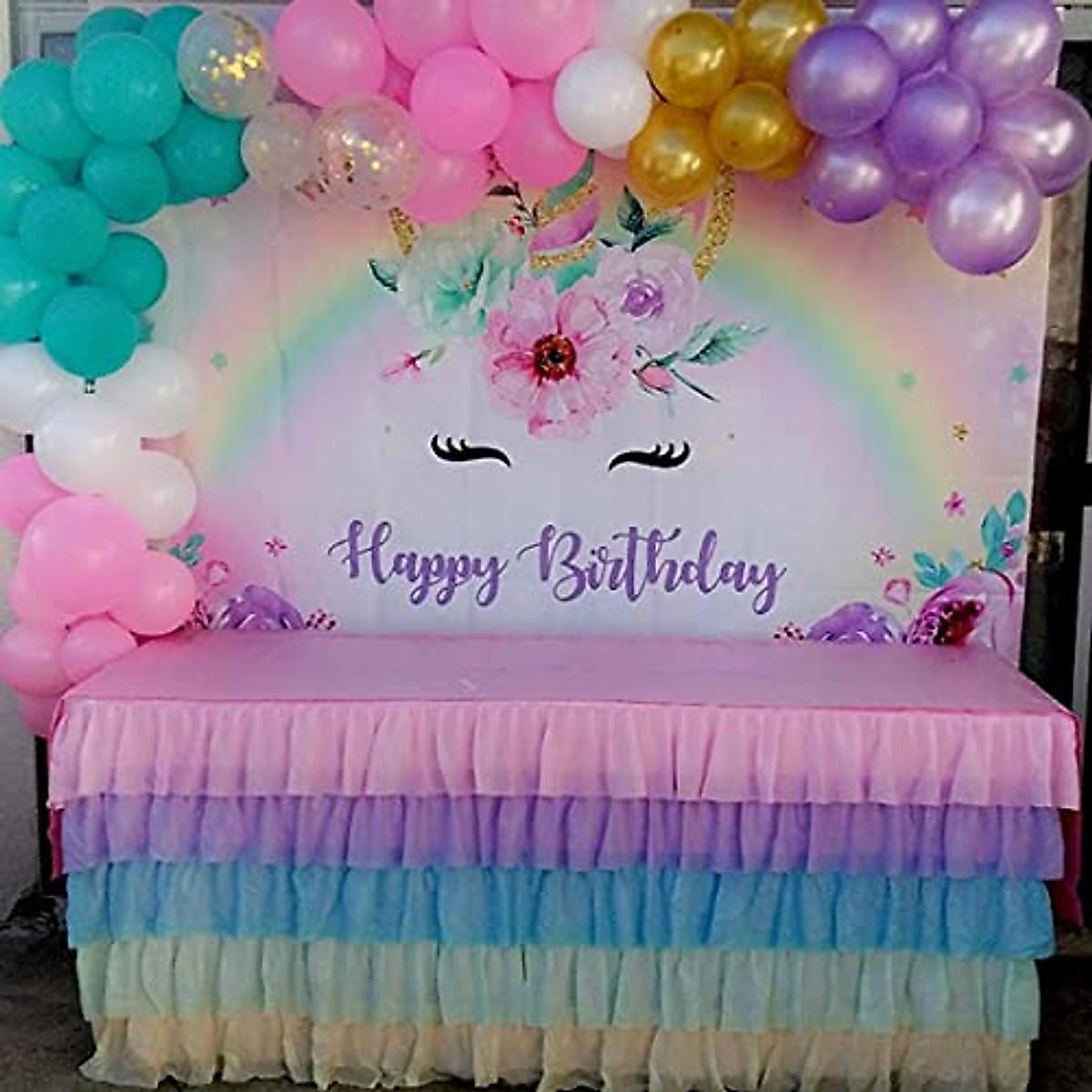 Avezano Unicorn Birthday Backdrop 5x3ft Gold Glitter Rainbow Unicorn Birthday Photo Background Girls Birthday Bokeh Floral Party Decorations Kids Photo Booth Gifts