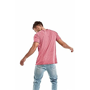 KLIEGOU Men's T-Shirts - Elasticity Cotton Crew Neck Tees 2166 Pink XL