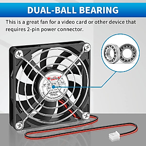 Wathai 80mm x 15mm 12V DC Coolng Fan 2 Pin Dual Ball High Performance Brushless Cooler Case Fans