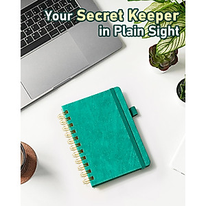 WEMATE Password Book with Alphabetical Tabs, Spiral Password Keeper Book for Seniors, Internet Password Notebook Password Journal Logbook Log in Detail, Small – 4.7''x 6'' (Teal)