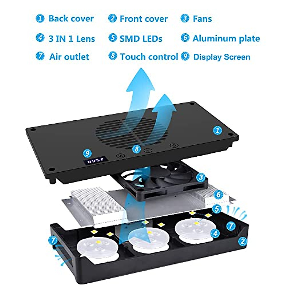 hipargero Aquarium Light –3rd Generation A029 Aquarium LED Light 30 Watts Saltwater Light with Touch Control, 5W LED Chips for Coral Reef Nano Fish Tank Marine Tanks with Timer & Screen