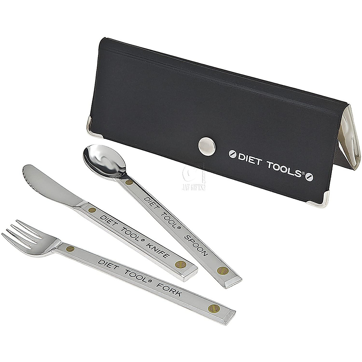 Godinger Diet Tools Weight Loss Portion Management Control Silverware Cutlery Tableware Utensils - 3 Piece Set of Spoon, Fork, and Knife with Included Storage Case Set of 2