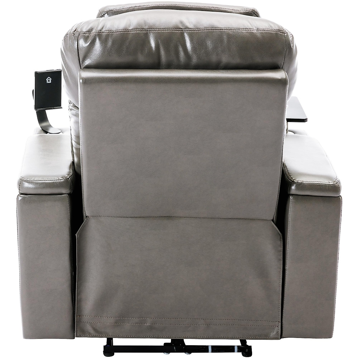 Leather Recliner Chair Power Electric Recliners with Cup Holder and Tray for Adults Theater Seating with USB Charging Port Single Reclining Chair with Hidden Arm Storage for Living Room, Gray