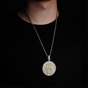 ICEDIAMOND 14K Gold Plated Stay Humble-Hustle Hard Encourage Pendant Necklace, Iced Out CZ Diamond Hip Hop Charm Jewelry for Men Women (Gold)