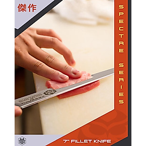 KESSAKU 7-Inch Flexible Fillet Knife - Spectre Series - Forged Japanese AUS-8 High Carbon Stainless Steel - Pakkawood Handle with Blade Guard