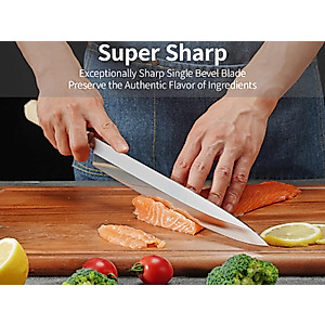 Hollory Sashimi Sushi Knife – 11.5 inch Japanese Yanagiba Slicing knife, Super Sharp Professional High Carbon Stainless Steel Single Bevel Fish Knife with Pakkawood Handle