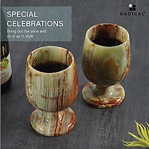 Radicaln Marble Wine Glasses Set of 2 Green Onyx 5.5 x 3.5 Inches 8.4 oz Handmade Wine Glass Set - Marble Stone Champagne Glasses