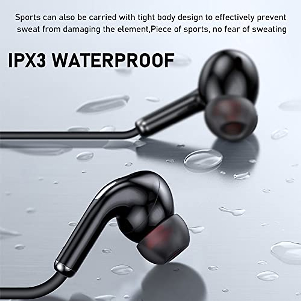 MIANHT Stereo Earbuds Earphone Waterproof Headset for Work Travel Bluetooth Sport Headphones Wireless High-Power Bluetooth Earphones Neck-Mounted Earphones