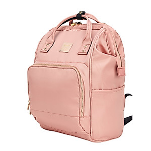 Kah&Kee Nylon Backpack Diaper Bag with Laptop Compartment Waterproof Work Travel School for Women Man (Black)