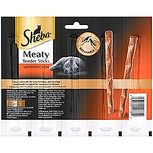 Sheba Treats Meaty Tender Sticks Soft Cat Treats Chicken Flavor, 0.14 oz, 5 Count (Pack of 10)
