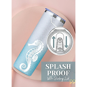 Onebttl Seahorse Gifts, Seahorse Lovers Present, Seahorse Pattern Goods, Christmas, Birthday, Valentine's Day, Couples, 20oz Stainless Steel Tumbler, Gift with Lid, Insulated, Vacuum Insulated