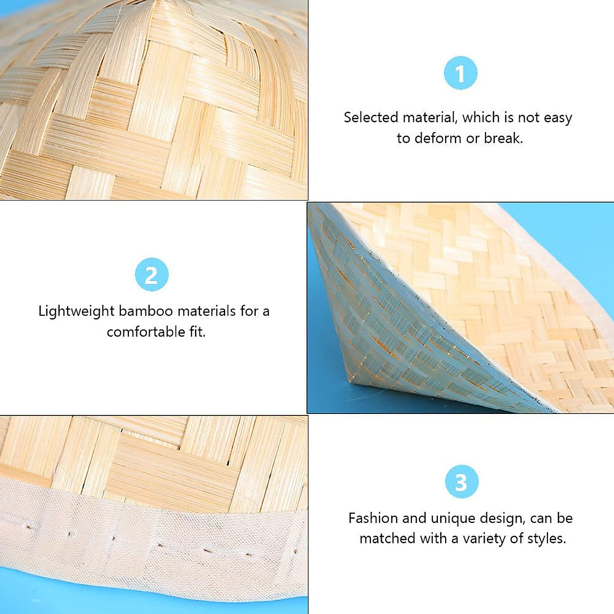 Hat for Men 1pc Bamboo Hat Vietnamese Hat Mens Panama Straw Hat Ladies Straw Hats for Summer Mens Panama Hats Straw Sun Hats for Women Photography Prop Hand-Knitted Hat Asia