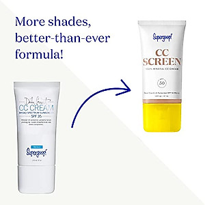 Supergoop! CC Screen - SPF 50 PA++++ CC Cream, 100% Mineral Color-Corrector & Broad Spectrum Sunscreen - Tinted Moisturizer, Concealer & Buildable Coverage Foundation - 1.6 fl oz
