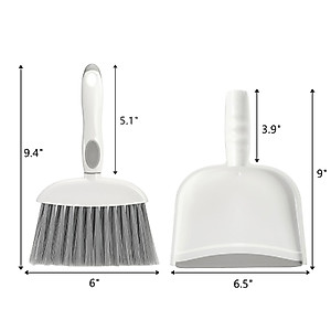 Frcctre 3 Pack Small Broom and Dustpan Set, Mini Dustpan and Brush Set Hand Broom and Dustpan Set, Whisk Broom and Dust Pans with Rubber Edge for Home, Desktop, Sofa, Kitchen, Keyboard