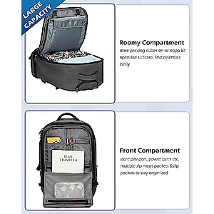 Hynes Eagle 42L Rolling Backpack Wheeled Backpack Flight Approved Travel Backpack Carry on Luggage Grey with 3PCS Packing Cubes Set Teal