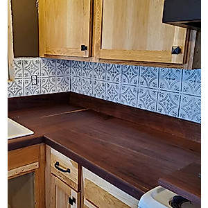 Holydecot Tin Wall Tiles Nail-Up Ceiling Tiles Stair Riser Kitchen Backsplash - Antique White 12x12 inch Sample