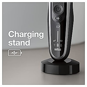 Braun Series 7 360 Flex Head Electric Shaver with Beard Trimmer for Men, Rechargeable, Wet & Dry with Charging Stand & Travel Case, Silver Black