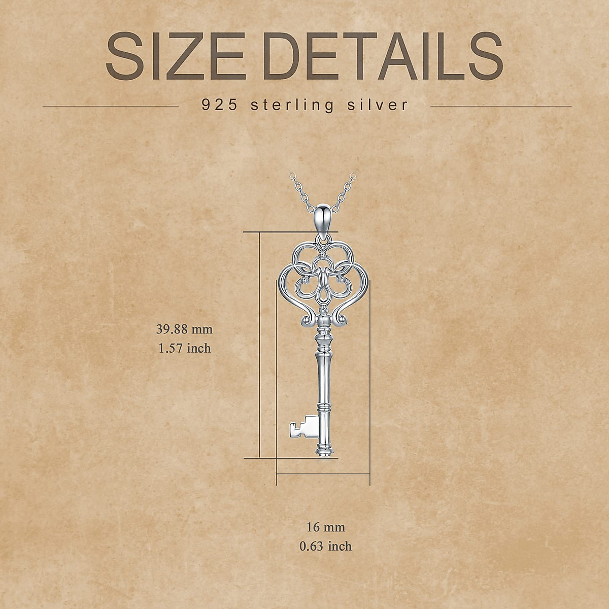 YAFEINI Victorian Key Necklace 925 Sterling Silver Retro Vintage Key Jewelry Gifts for Women