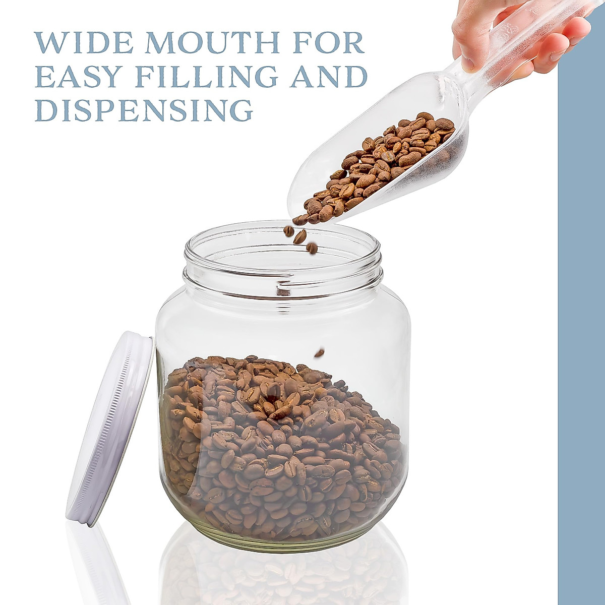 Cornucopia Brands 64oz Clear Wide-mouth Glass Jar, BPA free Food Grade w/Metal Lid (Half Gallon); 2 Quart Jar to Make Greek Yogurt/Kefir or Pickles