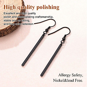 FindChic Black Stick Dangle Earrings Geometric Pillar Ear Fish Hook Line Bar Drop Earrings for Women