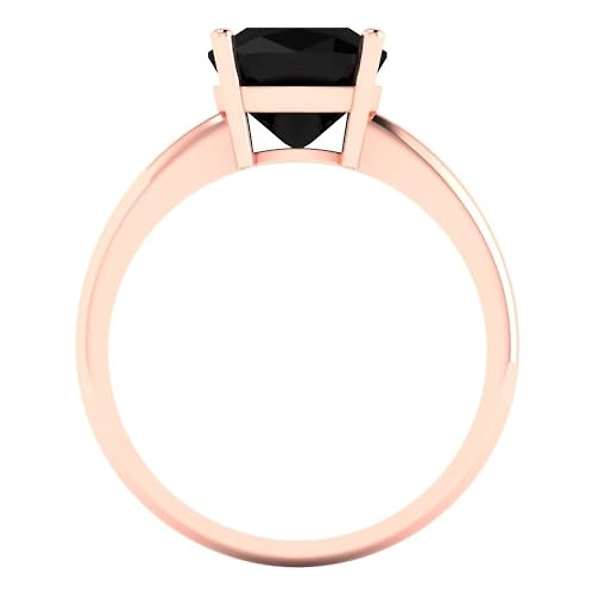 2.5 ct Cushion Cut Solitaire Natural Black Onyx Engagement Wedding Bridal Promise Anniversary Ring 18K Rose Gold Size 4.25