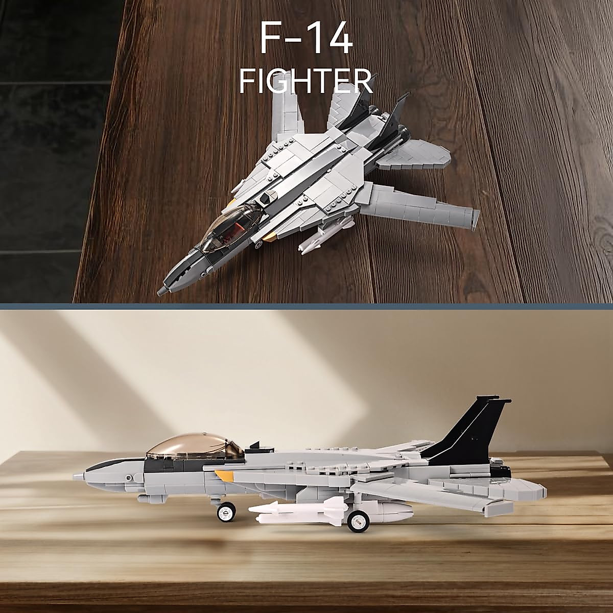 DAHONPA F-14D Fighter Tomcat Military Army Airplane Building Bricks Set with 1 Figure, 404 Pieces Air-Force Build Blocks Toy, Gift for Kid and Adult.